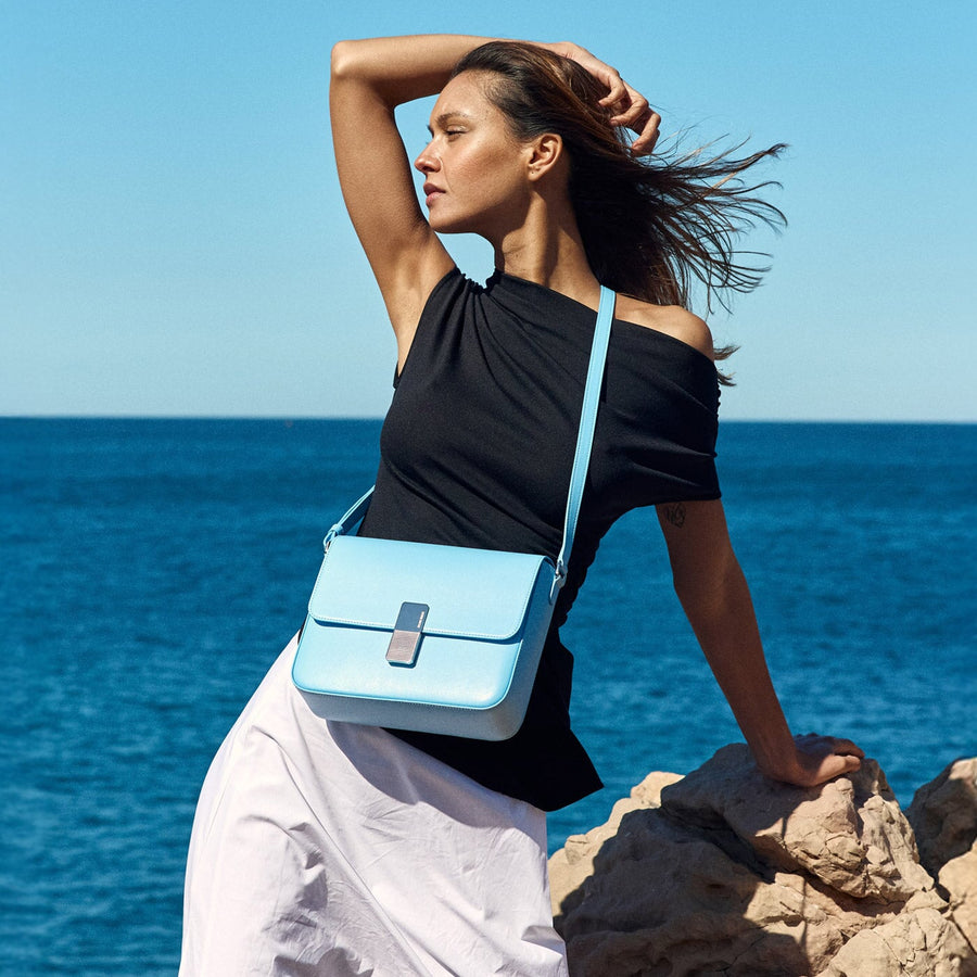 Monceau Silver Edition - Light Blue Box Leather – Ateliers Auguste